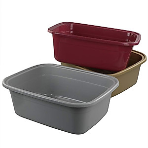 Utiao 18 Quart Wash Basin, Large Dish Tubs, 3 Packs(Dark Red, Grey, Khaki)