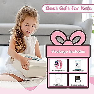 Kids Smart Watches Girls Gifts Age 3-12, Smart Watch for Kids with Camera Video Music Player 14 Games Alarm Calculator Gift Toys 4-8 for Girls Ages 5 6 7 8 9 10 (Pink)