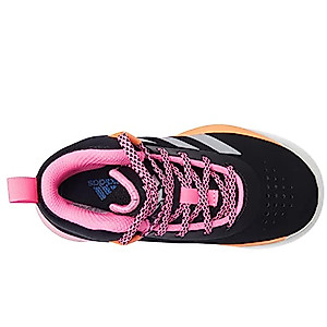 adidas Cross Em Up 5 Basketball Shoe, Black/Silver Metallic/Beam Pink, 2 Wide US Unisex Little_Kid