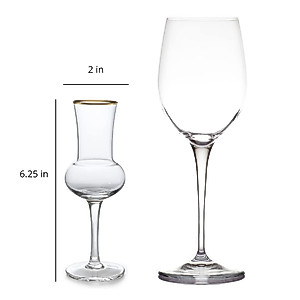 The Wine Savant Crystal Set of 6 Grappa Glasses 3oz Post Dinner Drinks, Italian Tulip Shape, Tasting Glasses, Perfect For Nosing and Sipping, Glasses for Absinthe, Aperol, Sherry, Aperitif, Scotch