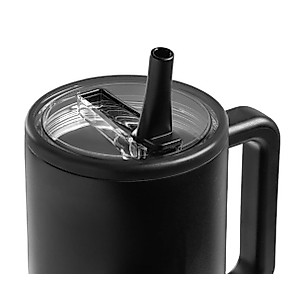 GuardianSeal TravelTumbler 40 oz Tumbler with Handle & Flip Straw – Leak-Proof Insulated Stainless Steel Tumbler with Rubber Base, Fits Cup Holders – Reusable Gift for Men & Women, Black