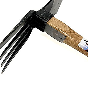 HACHIEMON Japanese Craftsmanship Garden Hand Tool Hoe and Cultivator Hand Tiller - Sturdy and Sharp
