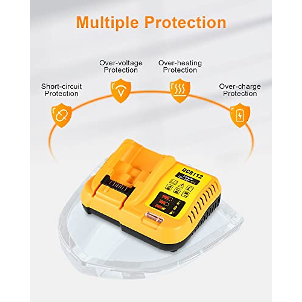 Replacement for Dewalt 20V Battery Charger DCB112, Compatible with Dewalt 12V 20V Max Lithium Battery DCB201 DCB204 DCB205 DCB206 DCB120 DCB127 DCB112 DCB115 DCB118 DCB107 DCB105 DCB102