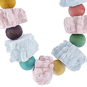 Bird Chew Toy, Colorful Mineral Stone Molar Toy with Bell Pet Birds Beak Grinding Swing for Macaw African Grey Amazon Cockatoo Budgie Parakeet Cockatiel Lovebird