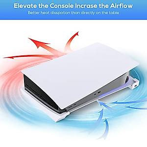 FASTSNAIL Horizontal Stand for PS5 with 4 USB Extension, Cabinet Console Laydown Holder with Charging Data USB Hub, Accessories Stand Compaitble with Playstation 5 Disc & Digital Edition Console