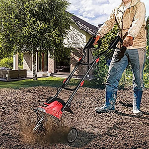 GRAFFY 10 Amp Electric Garden Tiller, Corded Cultivator, 14 Inch Tilling Width, 9 Inch Working Depth, Tiller and Cultivator for Garden, Lawn, Digging, Weed Removal GT3586US