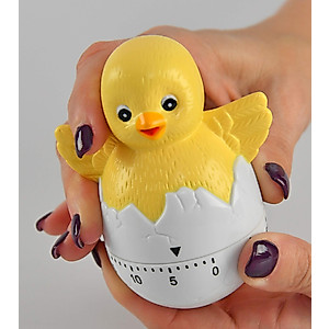 HOME-X Chick Timer, Cute Kitchen Home Decor, Useful Kitchen Gadgets, Animal Timers Mechanical Kitchen Cooking Timer Clock Loud Alarm Counters-Student Timer- 55 Minutes-3 3/4" L x 3"D