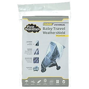 First Essentials Stroller Rain Cover Universal, Baby Travel Weather Shield, Windproof Waterproof, Protect from Dust Snow (Clear)