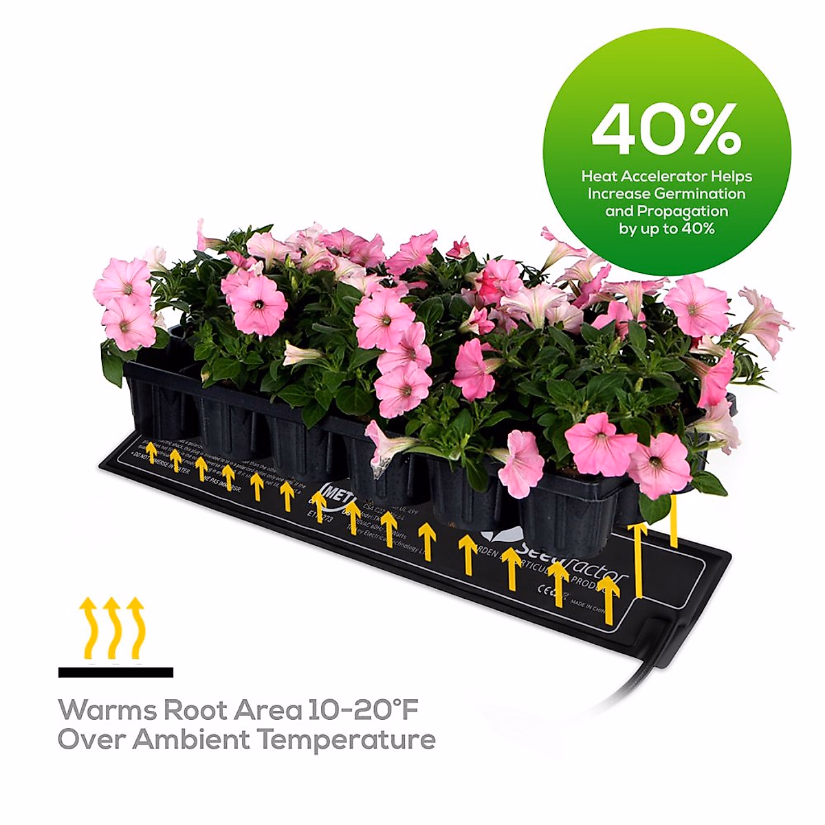 MET Certified Seedling Heat Mat, Seedfactor Waterproof Durable Germination Station Heat Mat, Warm Hydroponic Heating Pad for Indoor Home Gardening Seed Starter(3.5" X 21")