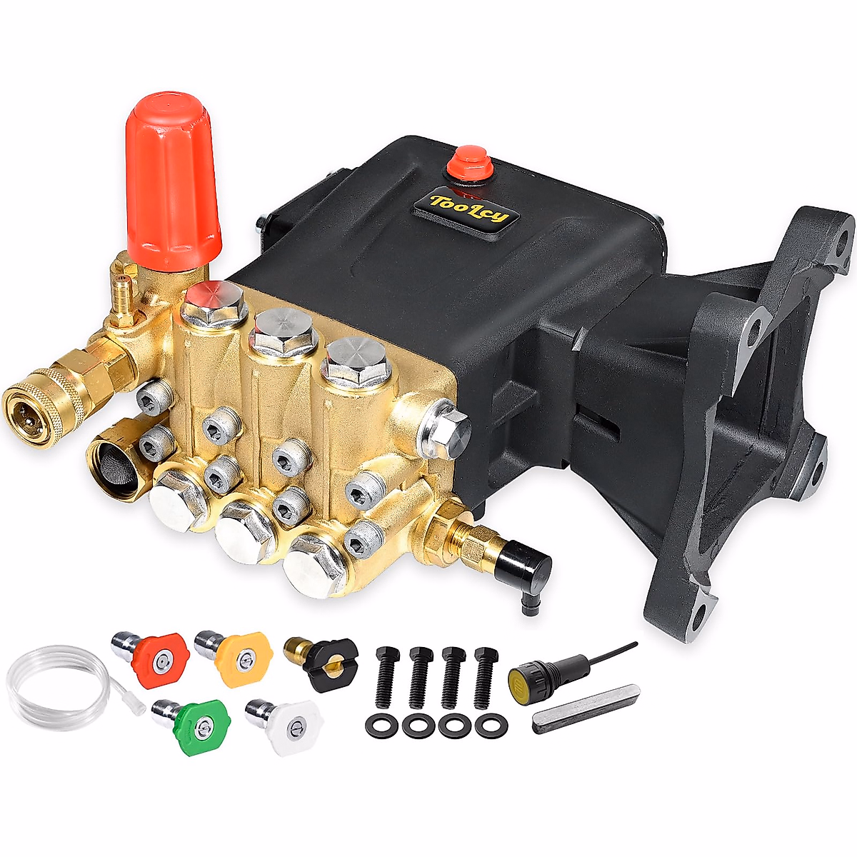 TOOLCY Pressure Washer Pump Max 4200 PSI 4.2 GPM, 1" Shaft Horizontal Gas Power Washer Pump Replacement, Direct Drive Triplex Plunger Pump, Compatible with Honda Simpson, DeWalt and More, 5 Nozzles