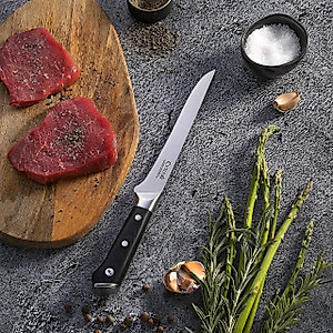 Cutluxe Slicing & Boning Knife Set – Forged High Carbon German Steel – Full Tang & Razor Sharp – Ergonomic Handle Design – Artisan Series