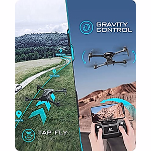 DEERC D60 Drones with Camera for Adults, Kids, FPV 1080P HD Video, Long Battery Life, Gravity Sensor, Foldable, Hobby RC Quadcopter, Suitable as Gifts for Boys, Girls, Beginner Adults, 1 Piece, Black