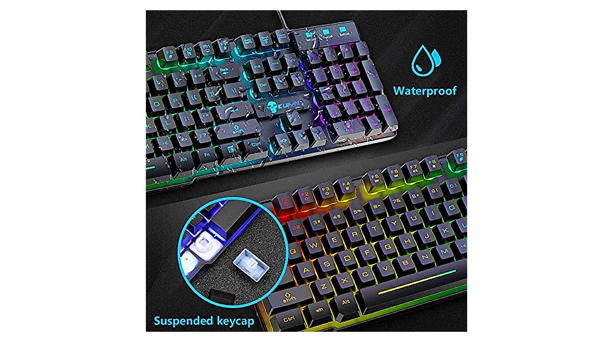 5 in 1 Wired Gaming Keyboard Mouse Headphone and Speaker Combo with ...