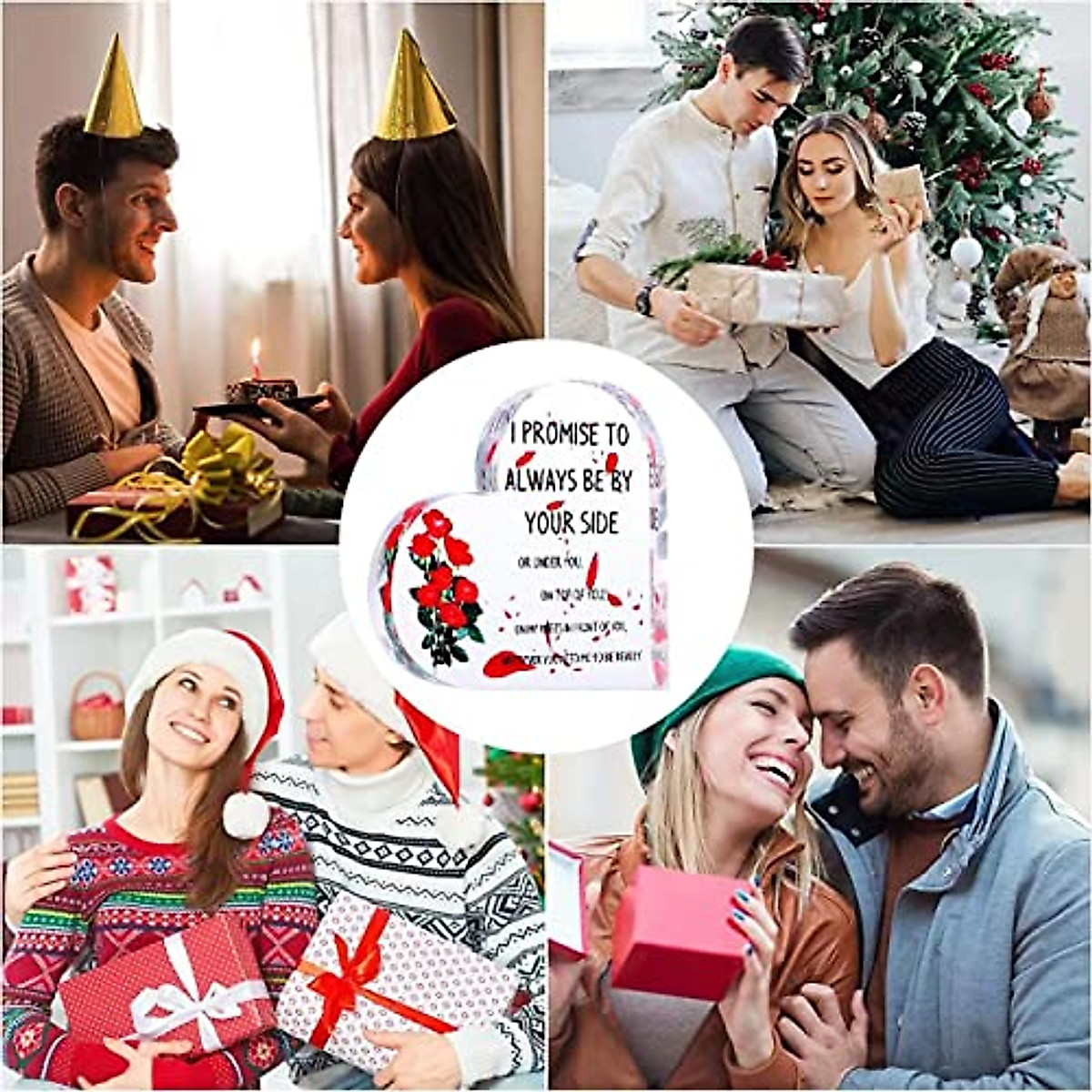 Acrylic Heart Gift for Lover Romantic Plaque Inspirational Quotes Gift for Wedding Birthday Anniversary Table Decoration (love)