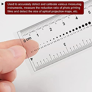 HARFINGTON 2pcs Film Flexible Ruler 4 Inch 0.1mm Scale PET Plastic Folding Straight Ruler Calibration Soft Ruler Measuring Tool for Factory, Transparent