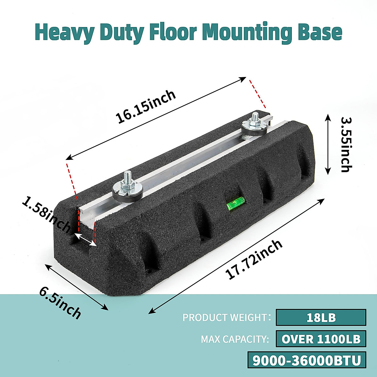 WeCooper Floor Mounting Base Pad for 9000-36000BTU,Heavy-Duty Condenser Rubber Floor Mount Base Kit,Anti-Vibration Isolator Mounting Bracket for Ductless Mini Split Air Conditioner Heat Pump