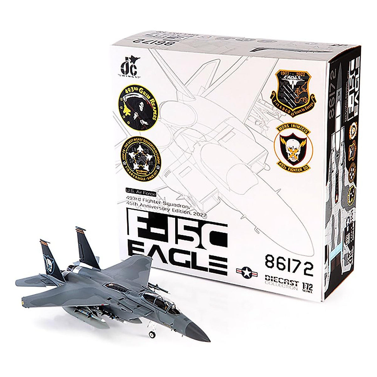 Motor city classics 1:72 Scale F-15C Eagle U.S. Air Force, 493rd Fighter Squadron, 45th Anniversary Edition, 2022 - JCW-72-F15-023 - JC Wings