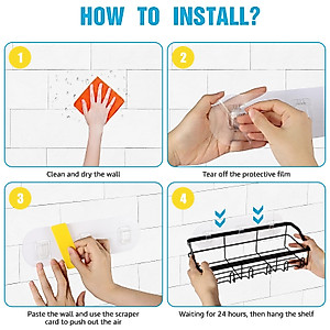 Hsiohe 5 Pack Shower Caddy, Adhesive Shower Organizer for Bathroom Storage, Rustproof Stainless Steel Shower Shelves, No Drilling Large Capacity Shower Rack Shelf for Inside Shower, Black