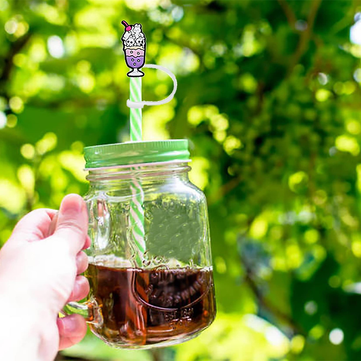 Cute Straw Covers Cap, Dust-Proof Straw Toppers, Reusable Drinking Straw Cover, Splash Proof Straw Caps, Portable Silicone Straw Tip Covers Decoration(6 Pcs Mixed Style)