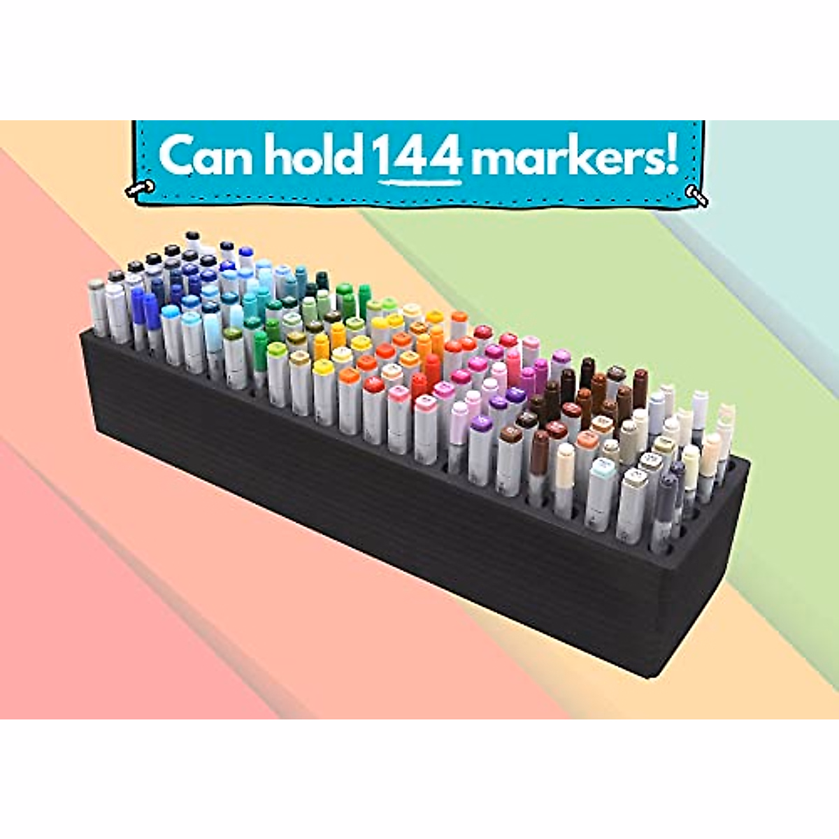 Polar Whale 2 Art Marker Storage Tray Organizers Pen Pencil Brush Storage Design Stand Supply Horizontal Storage Non-Scratch Non-Rattle Washable Compatible with Copic and More Each Holds 144