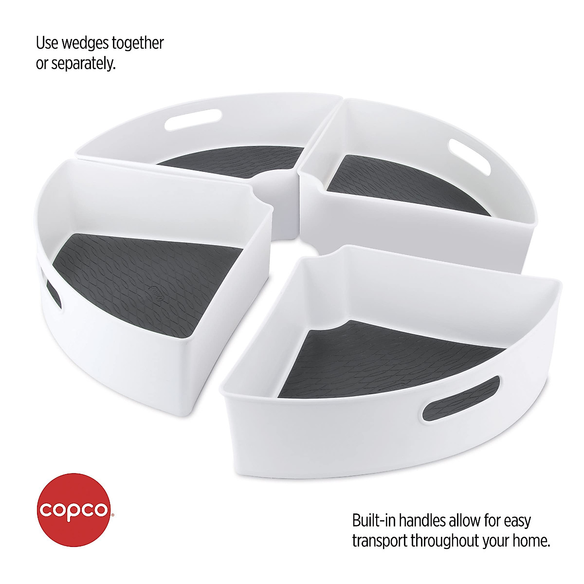 Copco Wedge Organizer for Lazy Susan, 10.8 x 16.7 x 4 Inch, White and Charcoal Gray