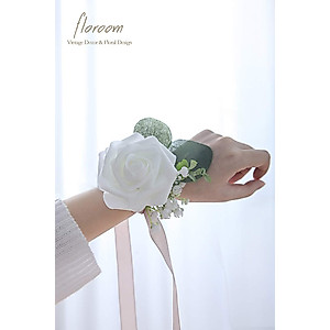 Floroom Artificial Flowers 50pcs Realistic White Foam Fake Roses with Stems for DIY Wedding Bouquets Baby Shower Centerpieces Floral Arrangements Party Tables Home Decorations