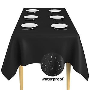Black Table Cloth Rectangle Table 2 Pack Black Tablecloth Plastic Table Cloth Disposable Table Cloths for Parties Halloween Tablecloth Disposable Tablecloths Waterproof Plastic Table Cover 54" x 108"