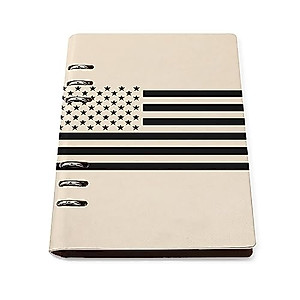 USA Black Flag Notebook Cover 6-Ring Binder Portable Planner Book Loose-Leaf Cover for Home Office