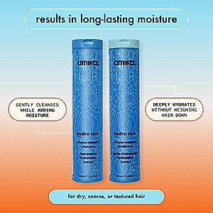 amika hydro rush intense moisture shampoo with hyaluronic acid, 275ml