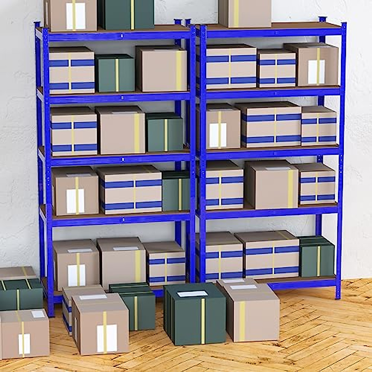 Vandise 5-Shelf Shelving Unit with MDF Boards, Adjustable Steel Shelve, 59H x 28W x 12D inch, 386lbs Loading Capacity per Shelf, Shelving Units and Storage for Kitchen and Garage (Blue)