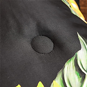 NTBED Black Sunflowers Comforter Set Queen Yellow Floral Botanical 3-Pieces Microfiber Bedding Quilt for Girls Teens (Black, Queen)