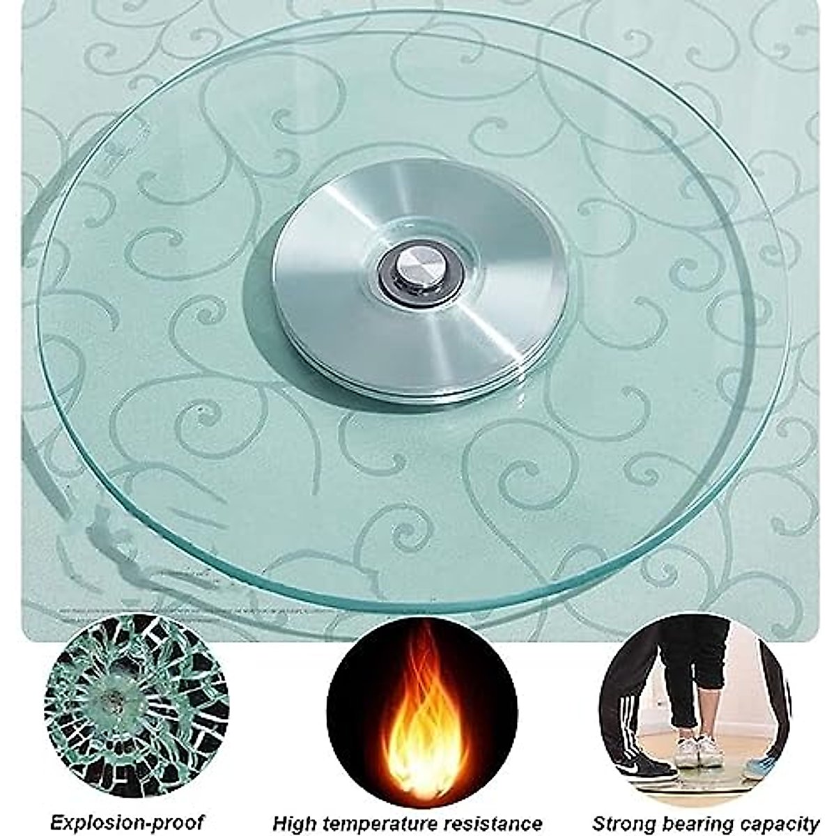 Lazy Susans Turntable Tempered Glass Lazy Susan Turntable Dining Table， Transparent Round Tabletop Rotating Serving Tray With Silent Bearing, Easy To Share Food (Size : 90cm/35.4inch)