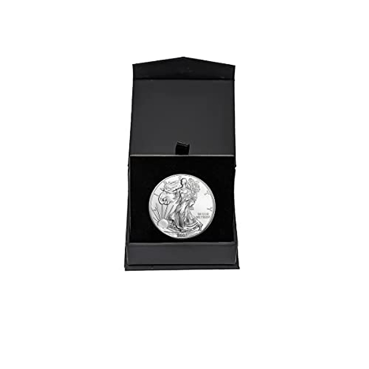2002 - U.S. Silver Eagle in Plastic Air Tite in Magnet Close Black Gift Box - Gem Brilliant Uncirculated Dollar US Mint Uncirculated