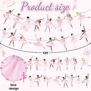 Trandraft 2 Pcs Ballet Dancer Banner Ballerina Girl Dancing Bunting Supplies Ballet Theme Ballerina Garland Pink Ballet Party Decorations for Girls Women Dancing Birthday Wedding Baby Shower Hanging