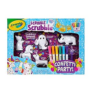 Crayola Scribble Scrubbie Toy Pet Playset, Confetti Party Pack, Coloring Toy for Kids, Gift for Ages 3, 4, 5, 6, 7