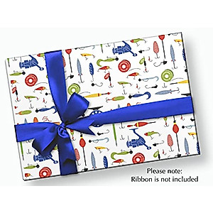 Stesha Party Fishing Tackle Gift Wrap Present Wrapping Paper Men - 30 x 20 Inch (3 Sheets)