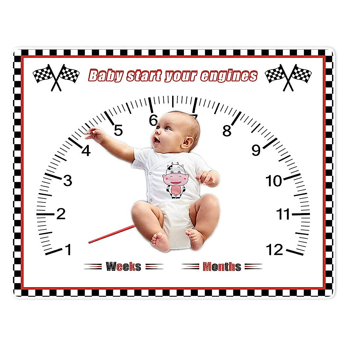 SXCHEN Baby Monthly Milestone Blanket 1 to 12 Months Premium Extra Soft Fleece Best Photography Backdrop Prop for Newborn Boy & Girl for Baby Shower Baby Star Your Engines Racing