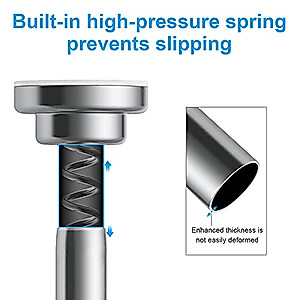 TEECK Shower Curtain Rod, 48-85 Inch Adjustable Tension Spring, Premium Stainless Steel, Anti-Slip, No Driling, No Rust, for Bathroom,Silver,Easy to use