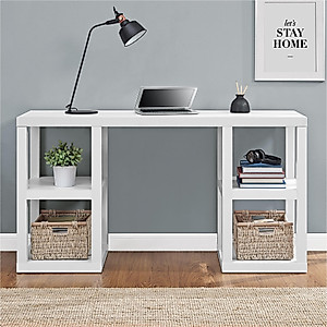 Ameriwood Home Parsons Double Pedestal Computer Desk, White
