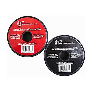 16 GAUGE WIRE RED & BLACK POWER GROUND 100 FT EACH PRIMARY STRANDED COPPER CLAD