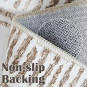 jinchan Area Rug 8x10 Moroccan Rug Living Room Taupe Rug Washable Rug Thin Rug Modern Geometric Soft Rug Large Rug Contemporary Indoor Non Slip Carpet for Bedroom Kitchen Dining Room