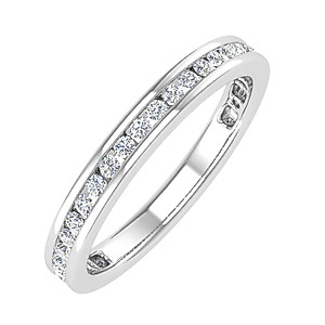 FINEROCK 1/3 Carat Channel Set Diamond Gold Wedding Band Ring in 14k White Gold (Ring Size 5.75) (I1-I2 Clarity)