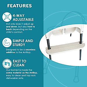 White IKEA High Chair Foot Rest, Compatible with Antilop Chairs | Adjustable, Reversible & Non-Slip Foot Rest for IKEA Chair - Made with Durable Polypropylene - (19.75 x 4.75 x 1” inches)