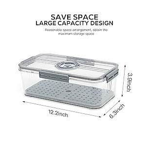 Vacream Vegetable and Fruit Storage Containers for Fridge Organizer Refrigerator,refrigerator organizer bins(Va-Stackable-Grey)