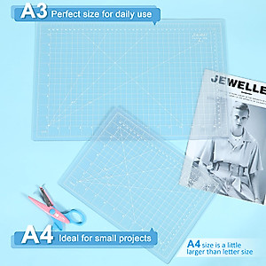 Semi-transparent Cutting Mat 18" x 12" Self Healing Sewing Mat, Idemeet Rotary Cutting Sewing Mat for Crafts, 5-Ply Blade Table Protector for Fabric Leather Cutting Quilting Modeling Hobby Project, A3