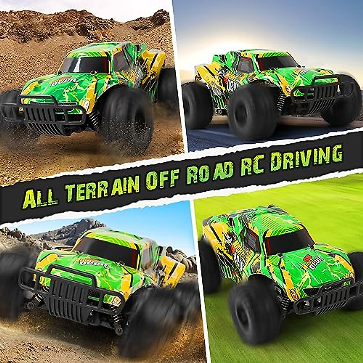 kolegend RC Cars 13 Inch Colorful Bodylight Remote Control Car for Boys 50+min Play with 2 Rechargeable Batteries, 20 km/h All Terrains Off Road RC Trucks Birthday Gift