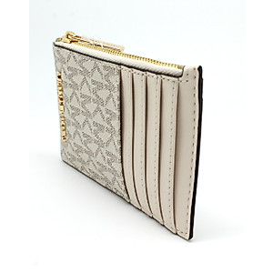 Michael Kors Jet Set Travel Top Zip Card Case Wallet Coin Pouch Light Cream Multi