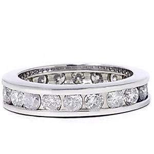 P3 POMPEII3 2ct Channel Set Diamond Eternity Ring 14K White Gold - Size 6.5