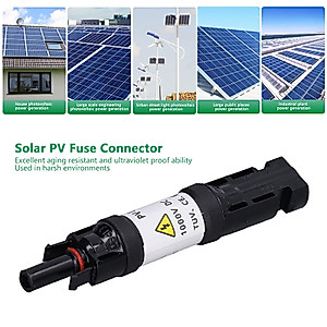 Solar PV Fuse Connector, Waterproof Solar Fuse Connector, Male Female IP67 Dustproof Panel Cable Blocking Diode Holder 1000V with Guiding Insulation Element(30A)