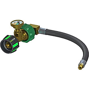 GasStop GSUSA2 Propane Shutoff Device + GasGear by GasStop RV 90 Degree Propane Pigtail Hose, 12'' Camper Tank Hose
